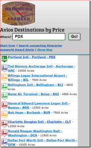 A few updates to the Avios Award Price Map - Wandering Aramean
